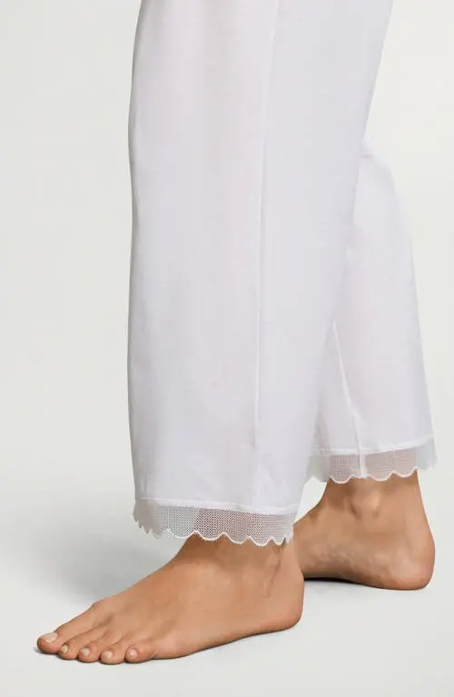 Hanro Inaya Tulle Trim Cotton Pajamas - White