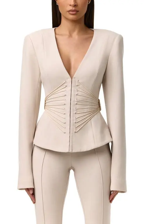 Naked Wardrobe Suiting Corset Blazer - Melange Beige