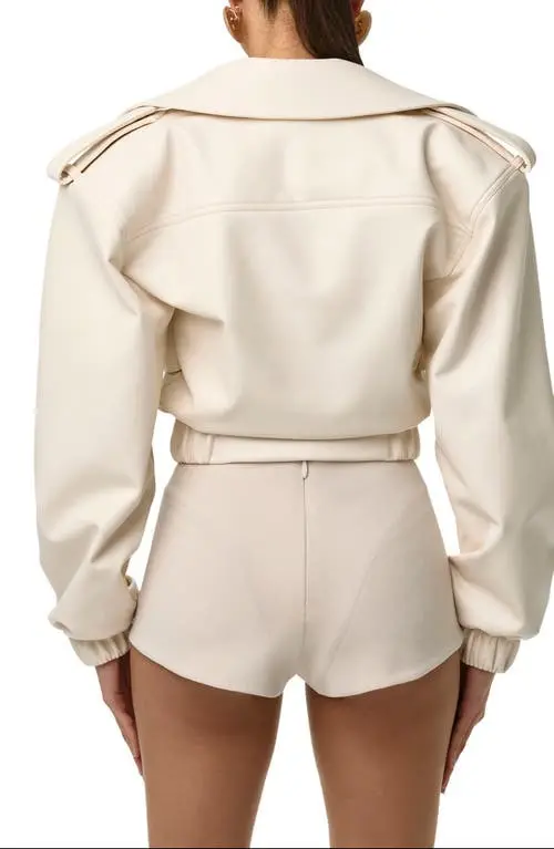 Naked Wardrobe Faux Leather Cropped Bomber Jacket