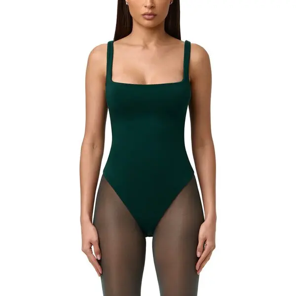 Naked Wardrobe Square Neck Bodysuit - Pine Green