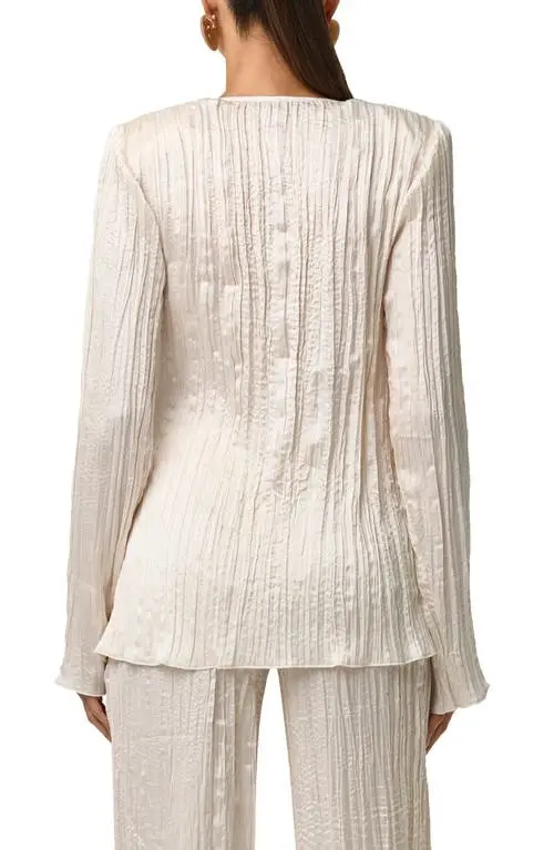 Naked Wardrobe Plissé Tie-front Satin Top