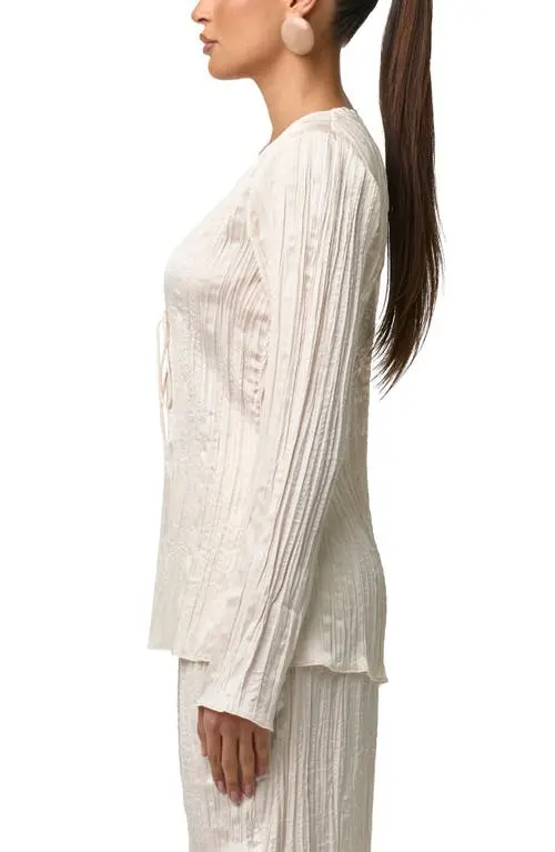 Naked Wardrobe Plissé Tie-front Satin Top
