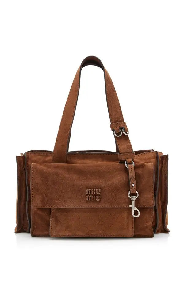 Miu Miu Utilitaire Suede Shopper - Neutral