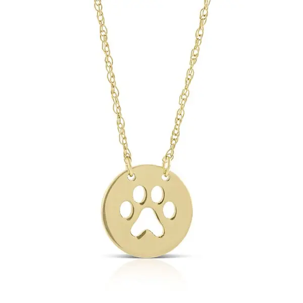 Benbridge Paw Print Cut Out Mini Disc Necklace - Yg