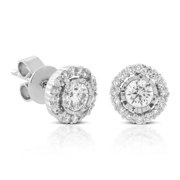 Benbridge Diamond Cluster Halo Stud Earrings, 0.36 Carat Total Weight, 14k White Gold - H-j
