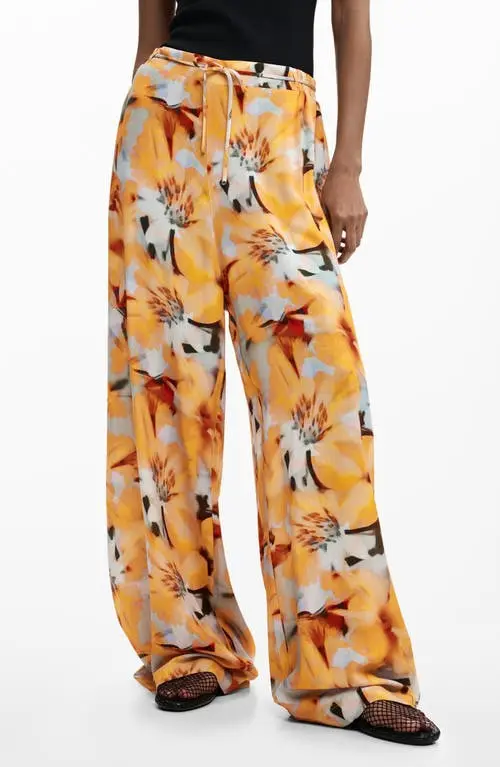 Desigual Printed Tie-waist Wide-leg Pants