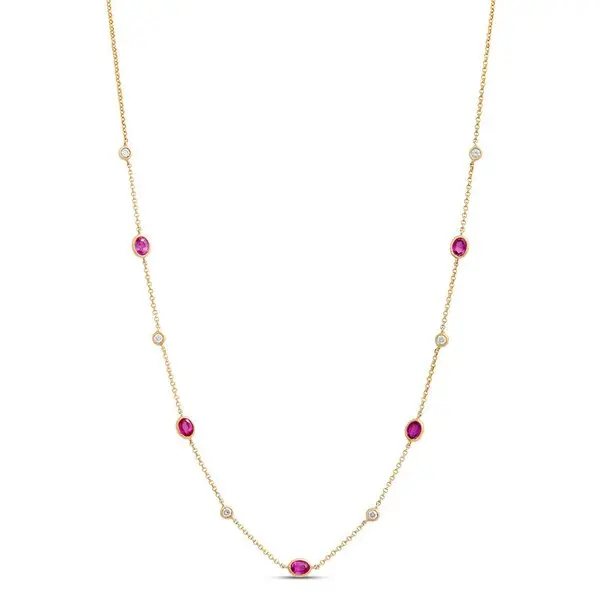 Benbridge Ruby And Diamond Station Necklace - Red