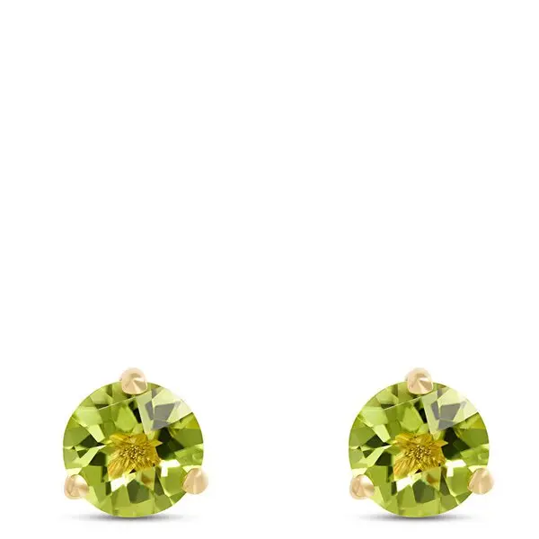 Benbridge Stud Earrings With 6mm Round Peridot In 14k Yellow Gold - Green
