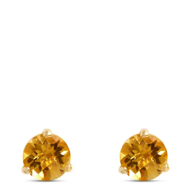Benbridge Classic Round Citrine Stud Earrings - Yellow