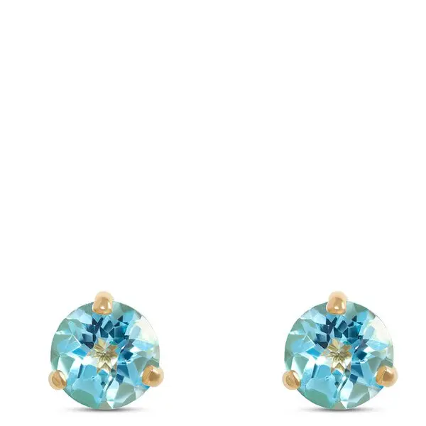 Benbridge Stud Earrings, 14k Yellow Gold And Topaz - Blue