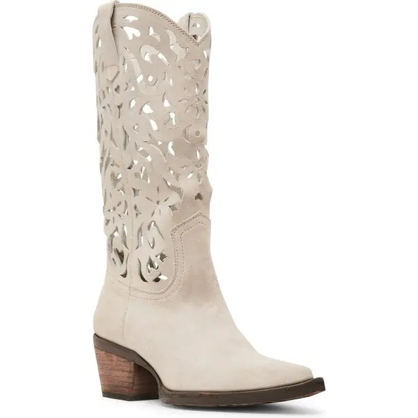 Steve Madden Albany Western Boots - Bone Suede