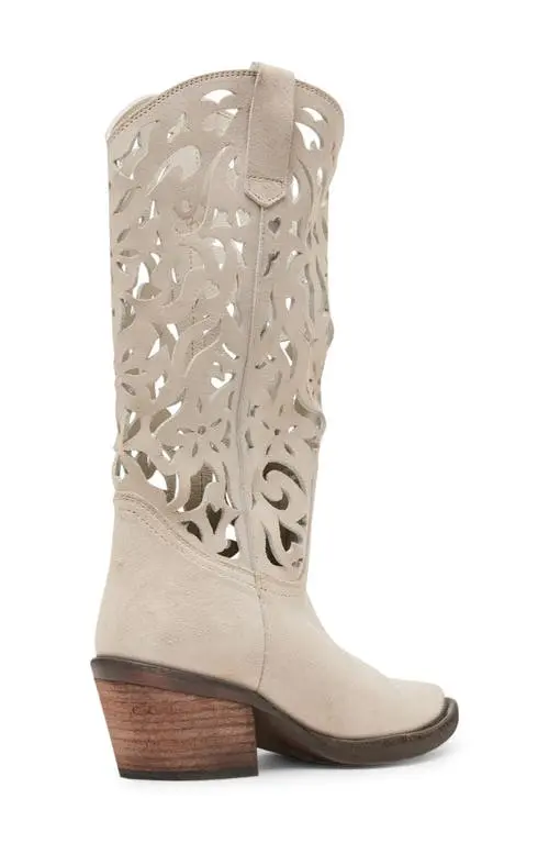 Steve Madden Albany Western Boots - Bone Suede