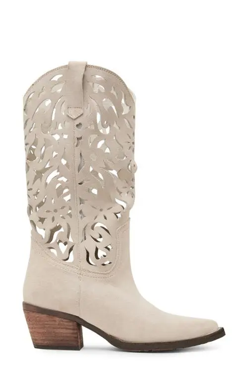 Steve Madden Albany Western Boots - Bone Suede