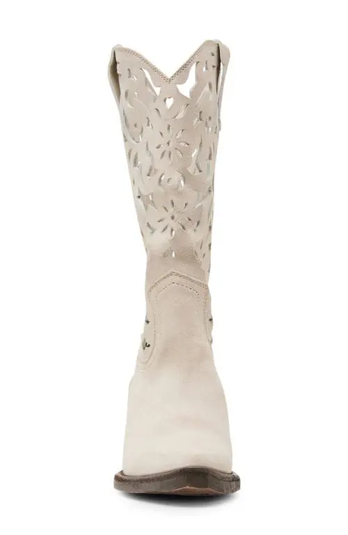 Steve Madden Albany Western Boots - Bone Suede