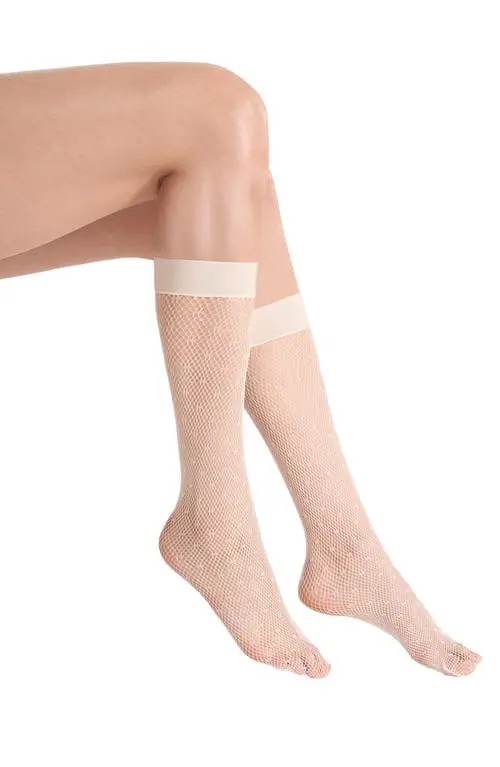 Wolford Dot Net Knee High Socks - Buttercream