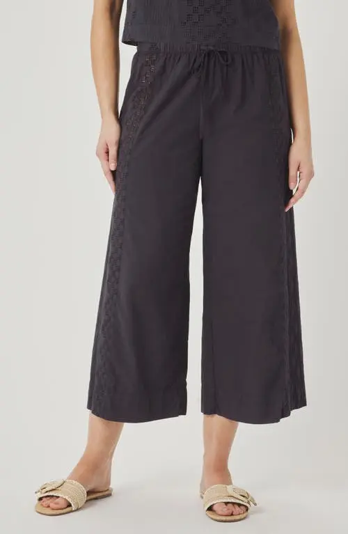 Splendid Kenzie Geo Eyelet Crop Wide Leg Pants - Lead Grey