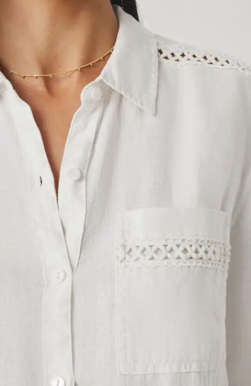 Splendid Stella Linen Button-down Shirt - White