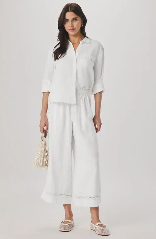 Splendid Stella Linen Button-down Shirt - White
