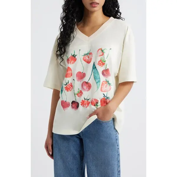 GOLDEN HOUR Cherries & Berries Graphic Cotton T-shirt