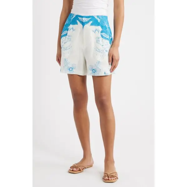 CLEOBELLA Placed Print Cotton & Linen Shorts - Celestia Print