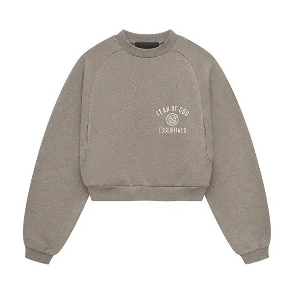 Fear Of God Fleece Cropped Crewneck 'heather - Grey