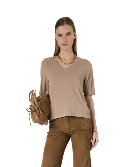 Gerard Darel Malvine V-neck T-shirt - Caramel