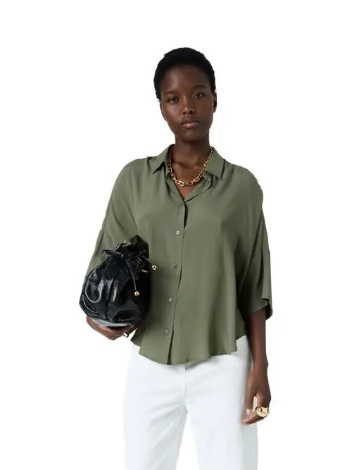 Gerard Darel Cirae Oversized Shirt - Medium Khaki