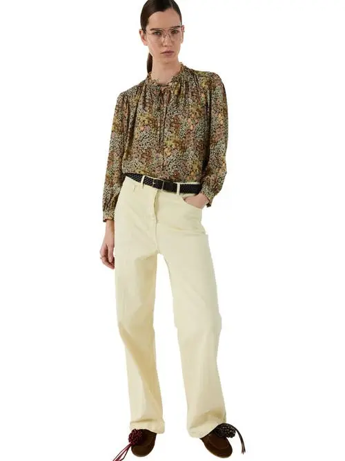 Gerard Darel Carinne Tie Neck Floral Blouse