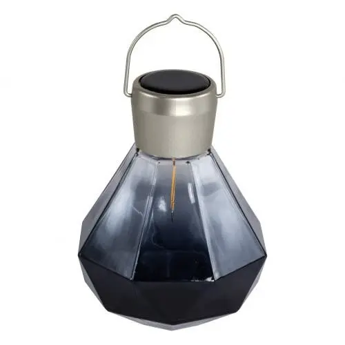 ALLSOP HOME & GARDEN Gem Solar Lantern Handblown Glass - Smoke