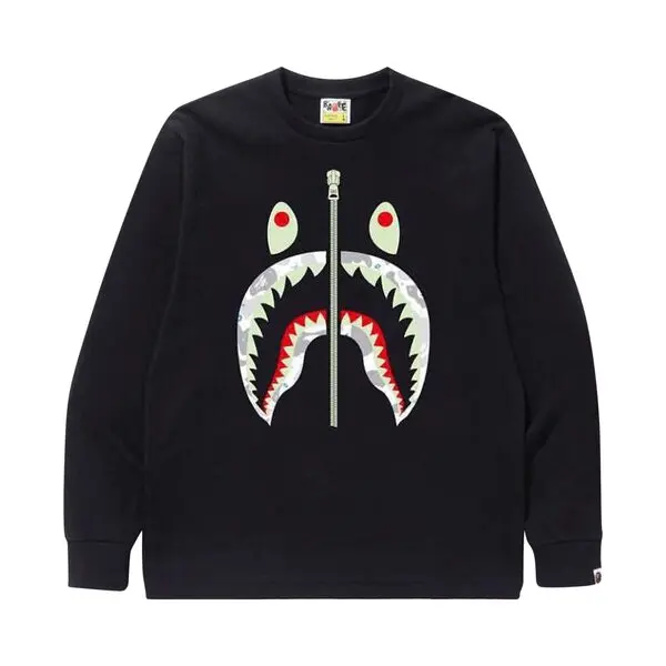 A BATHING APE Space Camo Shark Long Sleeve T-shirt