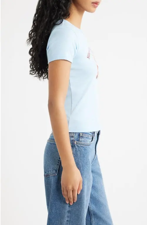 VINYL ICONS Silently Judging You Graphic Baby Tee - Light Blue