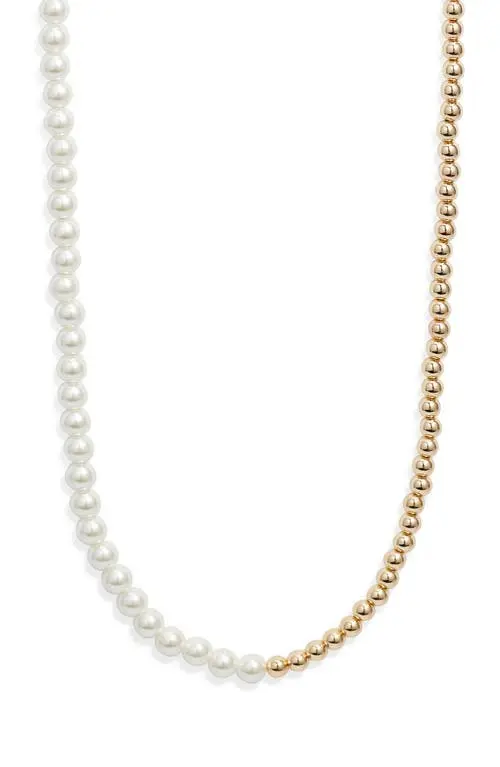 Nordstrom Faux Pearl & Bead Toggle Necklace - White- Gold