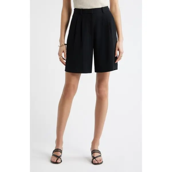 Nordstrom Pleated Trouser Shorts - Black