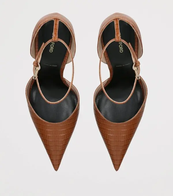 TOM FORD Leather Snakeskin-effect Vertigo Heeled Sandals 105 - Beige