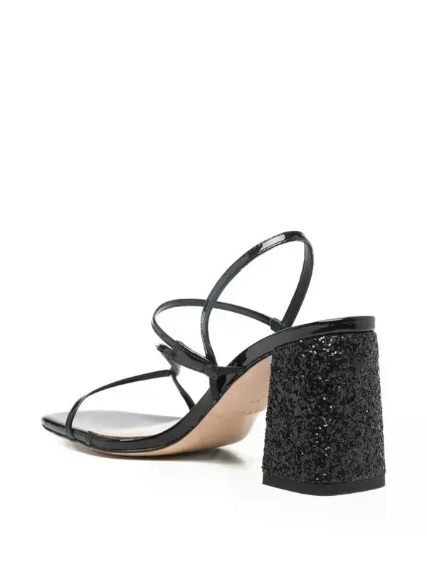 Sandro Glitter Block-heeled Sandals - Black