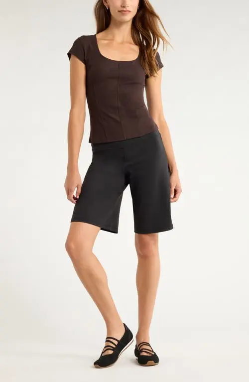 Zella Seamed Rib Top - Brown Mole