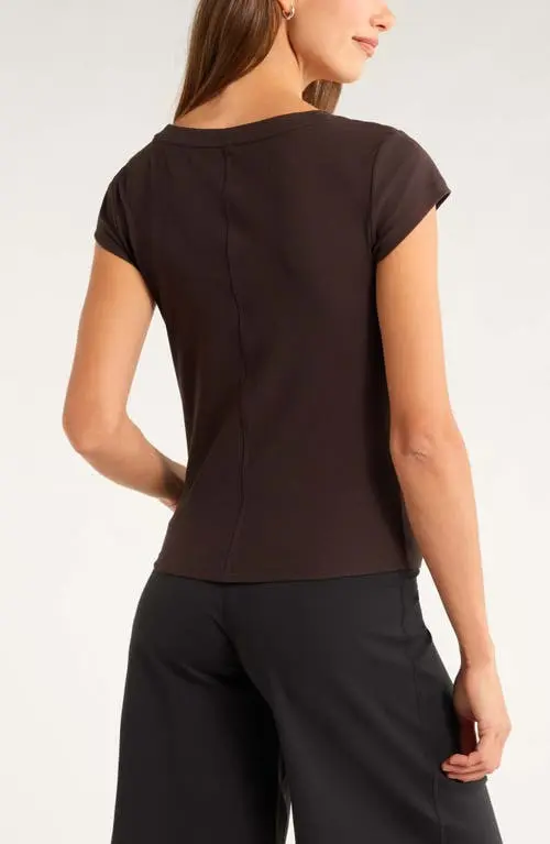 Zella Seamed Rib Top - Brown Mole