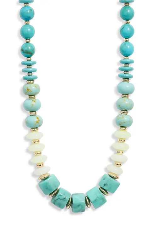 Nordstrom Mixed Beaded Collar Necklace - Turquoise Multi- Gold