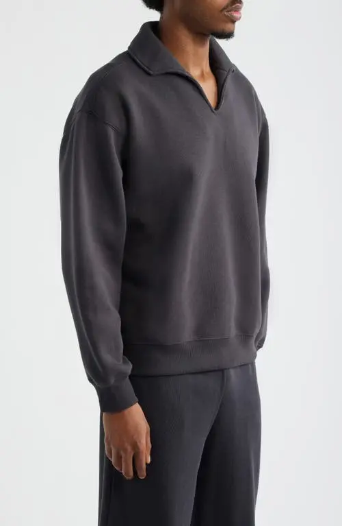 Bp. Polo Collar Cotton Blend Sweatshirt - Black Faded