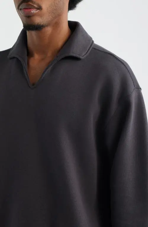 Bp. Polo Collar Cotton Blend Sweatshirt - Black Faded