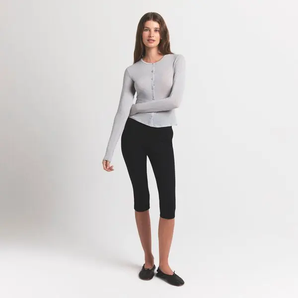SKIMS Sheer Modal Cardigan With Covered Buttons - Heather Grey
