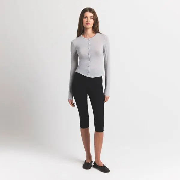 SKIMS Sheer Modal Cardigan With Covered Buttons - Heather Grey