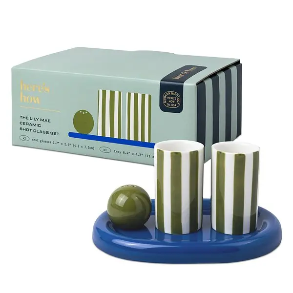GENTLEMEN'S HARDWARE The Lily Mae Shot Glass 4 Piece Set - Olive/cobalt