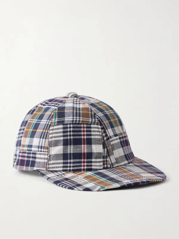 BEAMS Madras Patchwork Cotton Baseball Cap - Blue