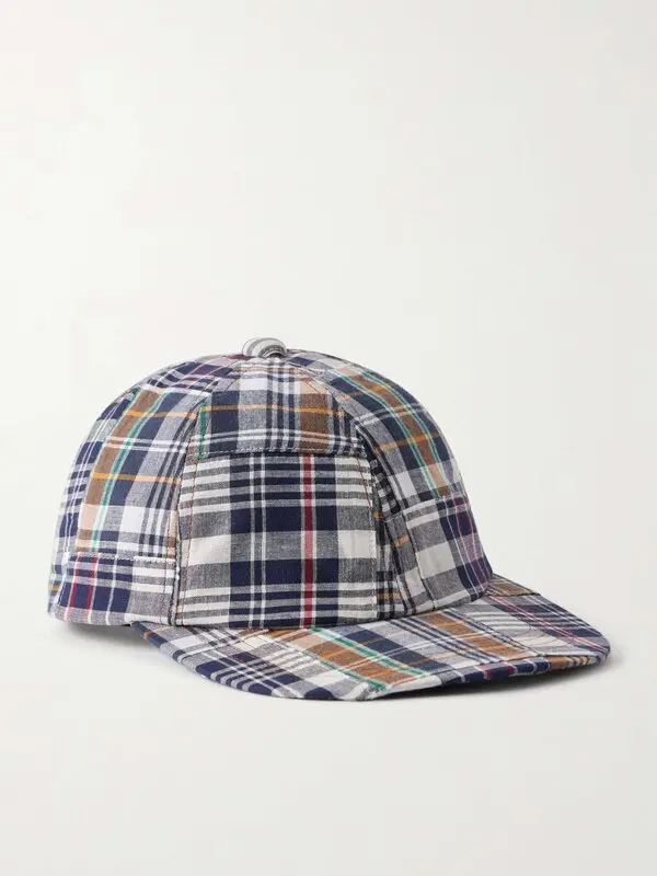 BEAMS Madras Patchwork Cotton Baseball Cap