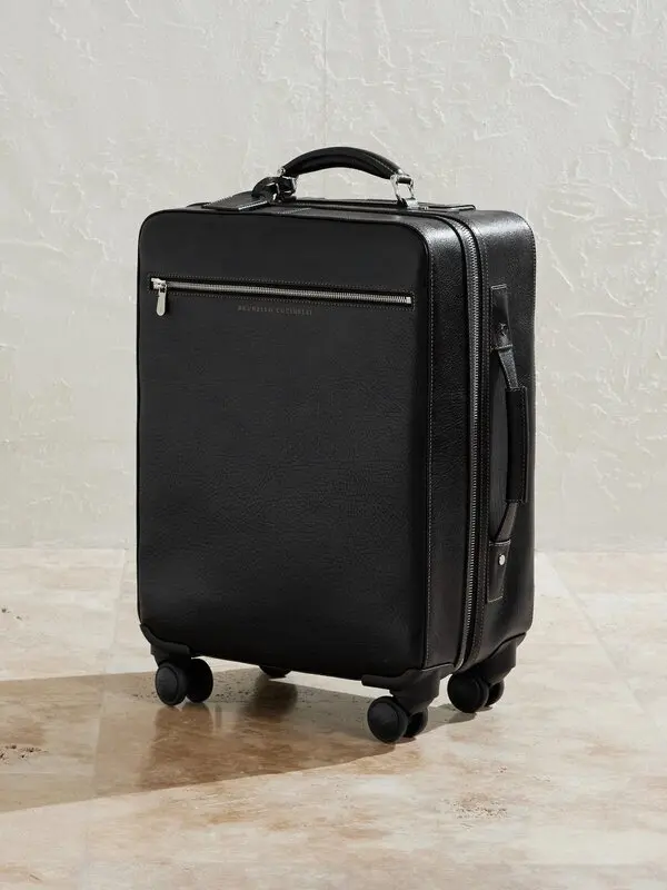 Brunello Cucinelli Grained Leather Carry-on Suitcase - Black