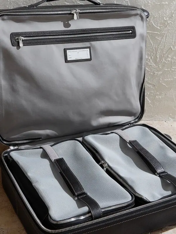 Brunello Cucinelli Full-grain Leather Carry-on Suitcase With Top Handle And Zippered Pocket