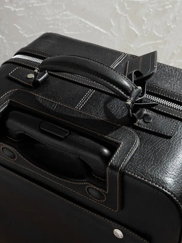 Brunello Cucinelli Full-grain Leather Carry-on Suitcase With Top Handle And Zippered Pocket