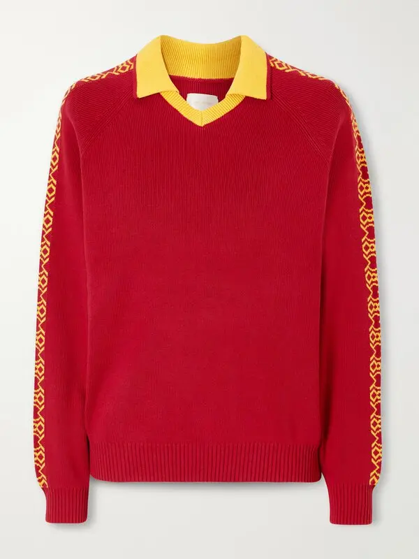 Aimé Leon Dore Ribbed-knit Cotton Polo Sweater