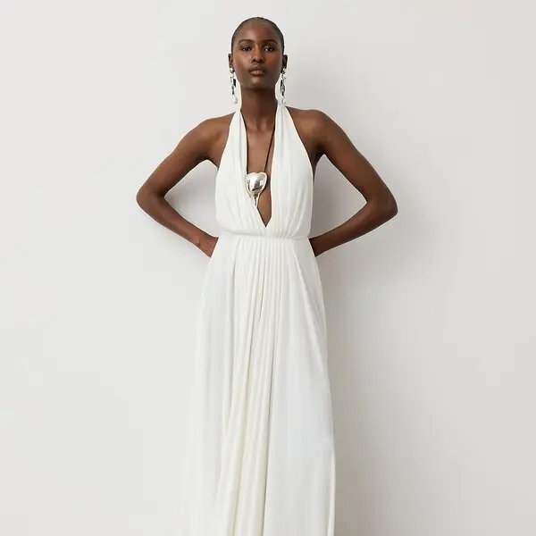 Ralph Lauren Lesley Pleated Jersey Evening Dress